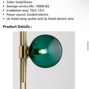 Accents | Mcm Green Glass Gold 3 Globe Pendant Light Fixture New In Box ...